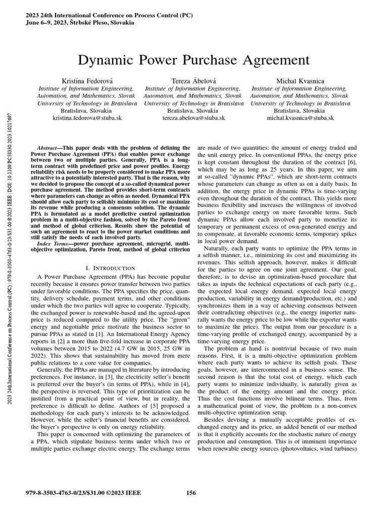 Dynamic Power Purchase Agreement | PDF | Mathematical Optimization | Prices