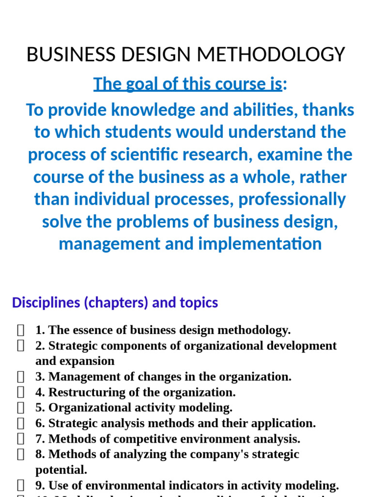 1 Business Design Methodology | PDF | Methodology | Cognition