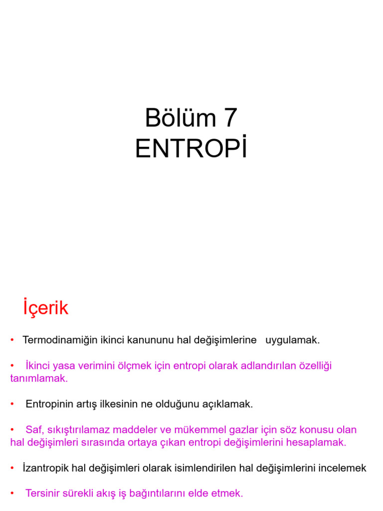 Bolum 7 Entropi Ue PDF | PDF