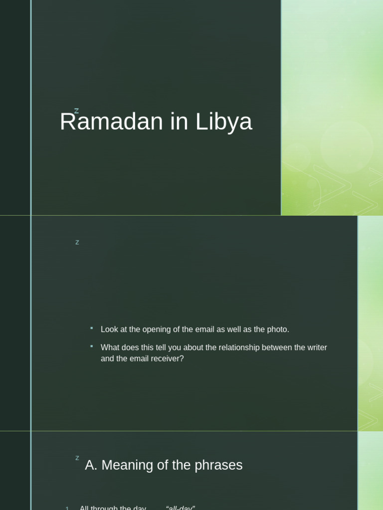 unit 1 lesson 1 Ramadan in Libya | PDF