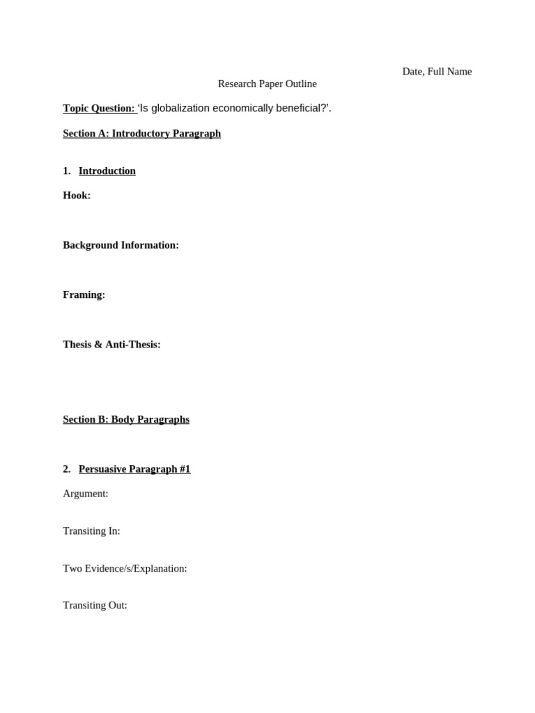 Research Paper Outline Template | PDF