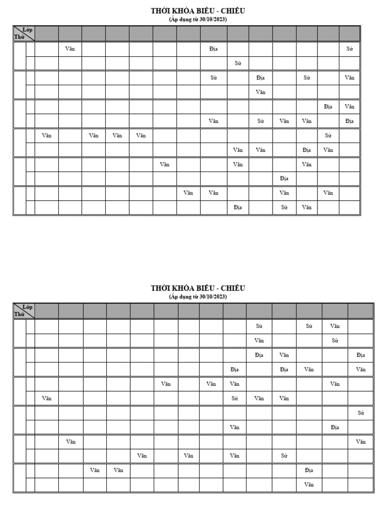 TKB 30-10-2023 - Chieu - Ban HS | PDF