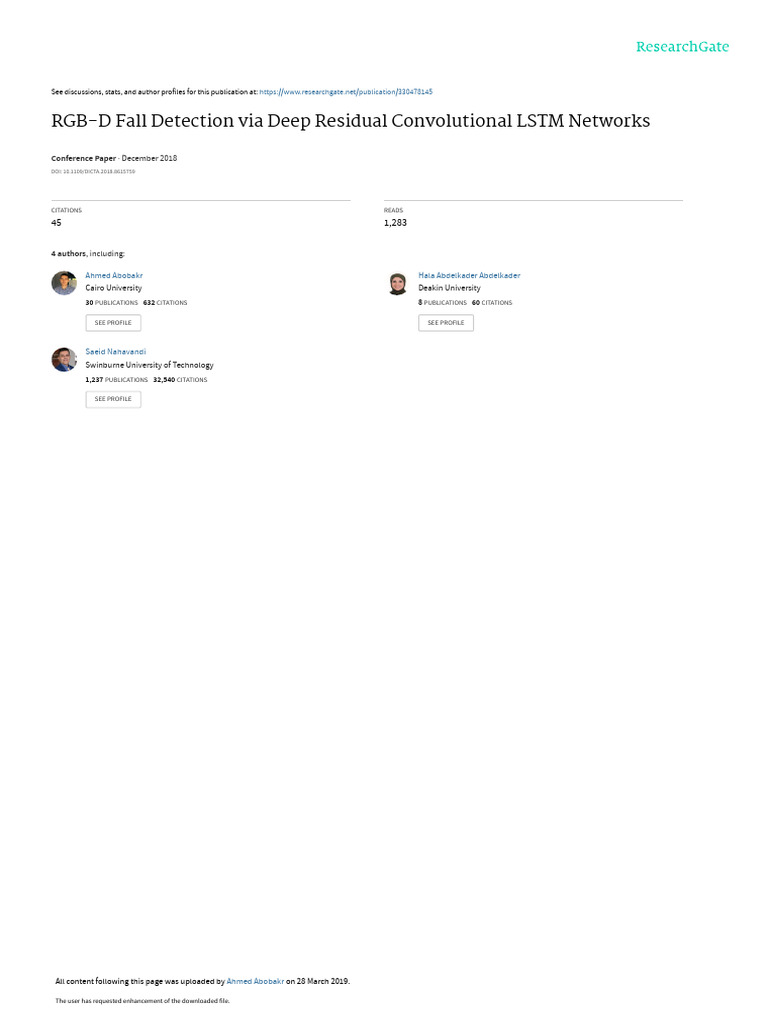 Fall Detectionvia Deep Residual Networksand LSTM | PDF | Artificial Neural Network | Deep Learning