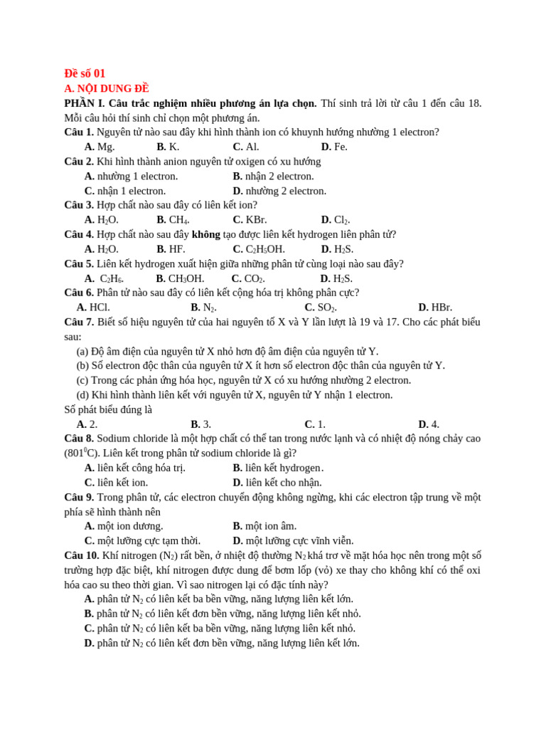 Đề số 01-3 | PDF