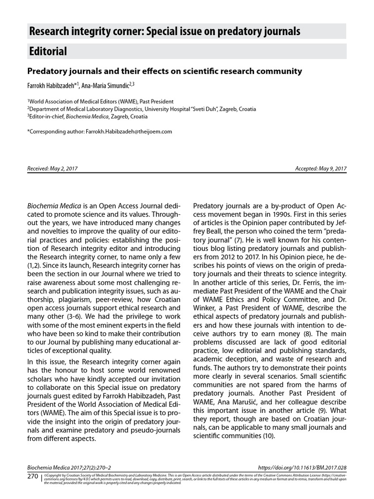 Predatory Journals Examples