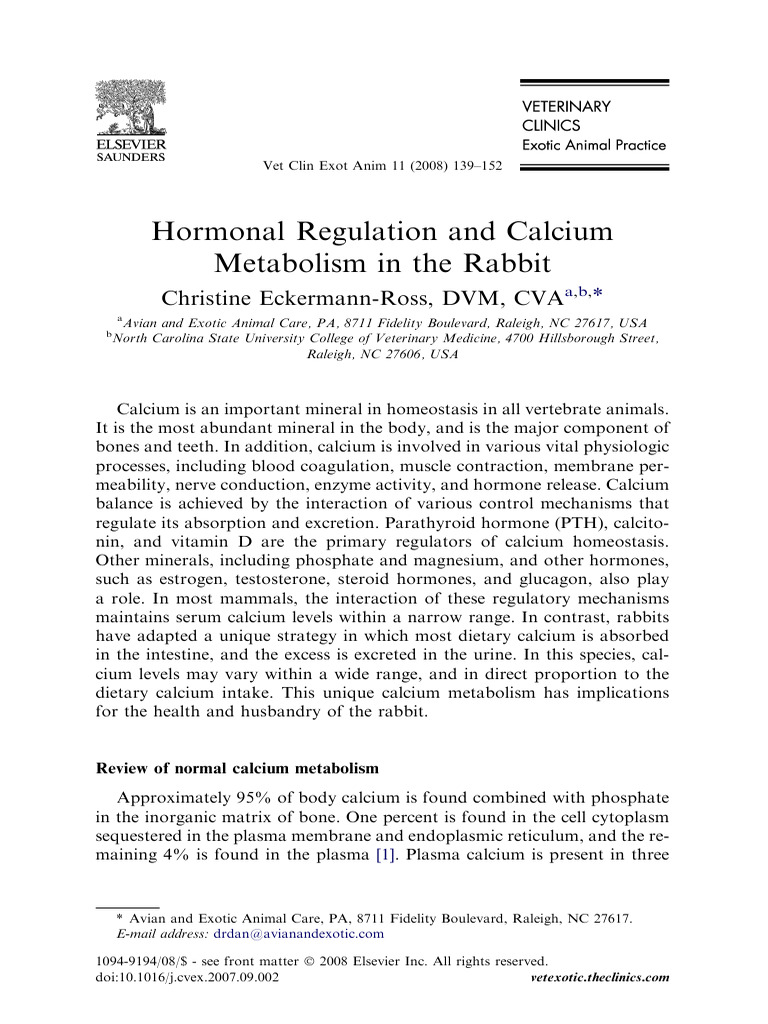 Rabbit Calcium Metabolism and Hormones | PDF | Vitamin D
