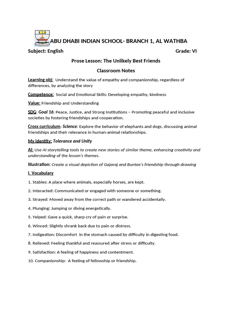 Unlikely Best Friends: Lesson Overview | PDF | Friendship | Empathy