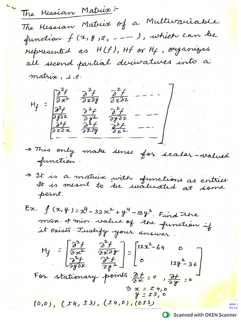 Hessian Matrix | PDF