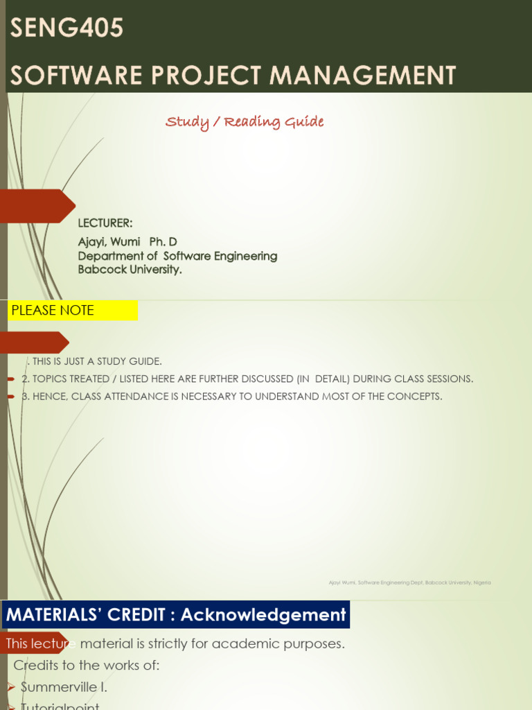 WumiAJAYI - SENG405 Lecture Slides Set 1N | PDF | Project Management ...