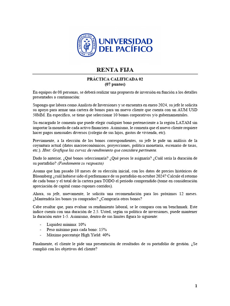 Caso PC 02 (2024.02) | PDF | Portafolio (Finanzas) | Inversiones