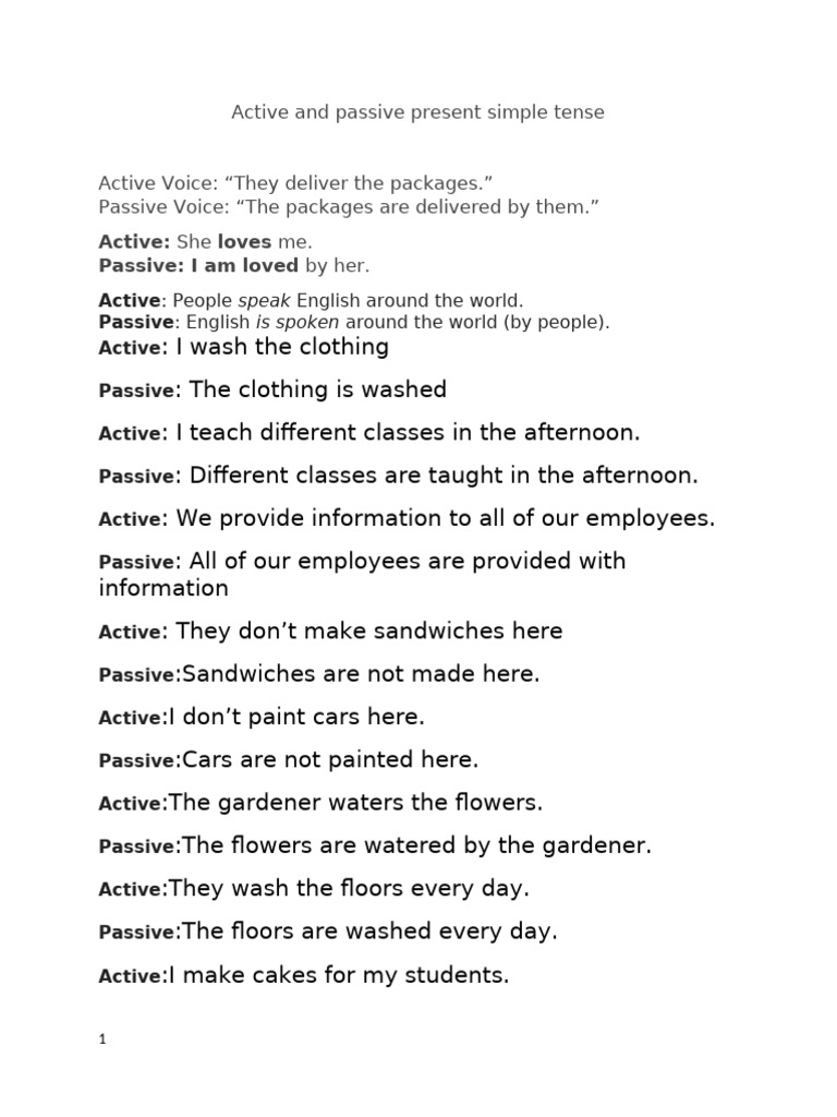 Active and Passive Voice Sentences | PDF