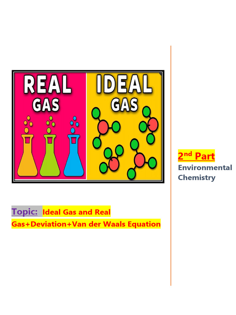 Ideal Gas and Real Gas Deviation Van Der Waals Equation | PDF | Gases ...