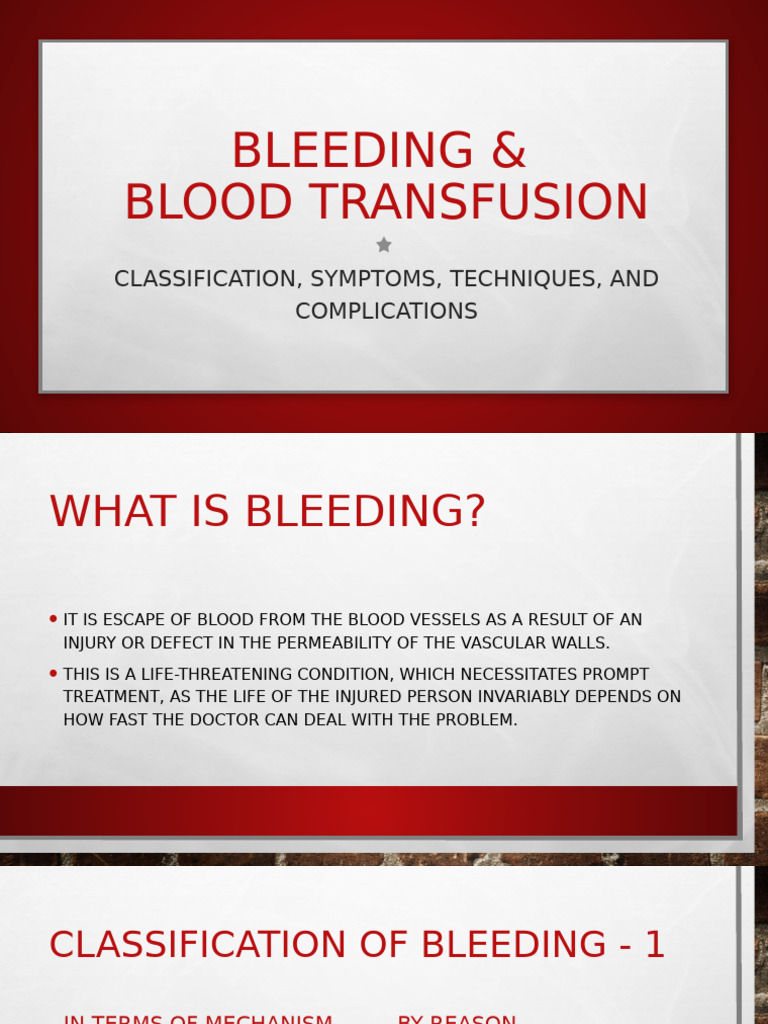 Bleeding and Blood Transfusion Guide | PDF | Bleeding | Blood Transfusion