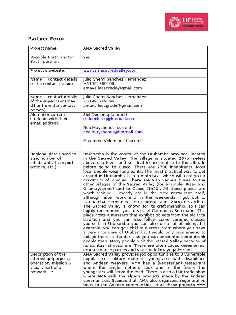 Partnersheet Ama Calendar | PDF