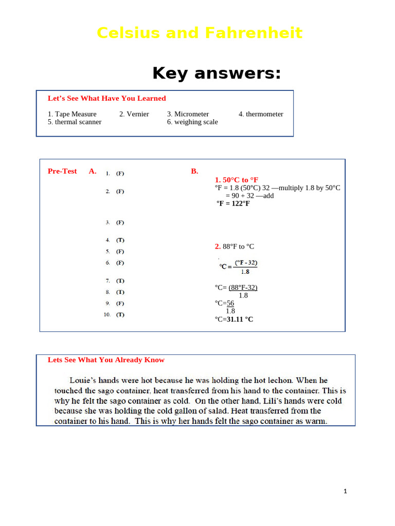 Temperature Conversion Practice | PDF