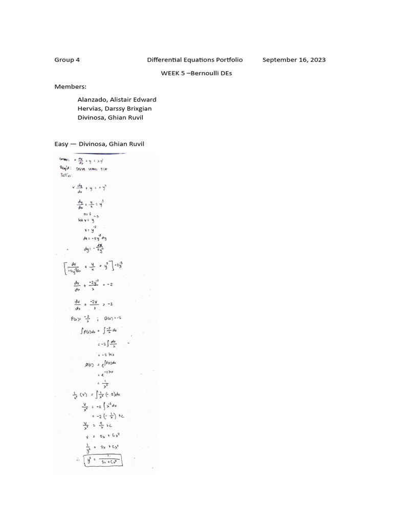BDE Group 4 | PDF | Equations | Differential Equations