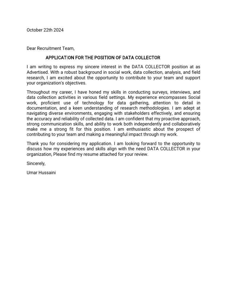 Data Collector Application by Umar Hussaini | PDF