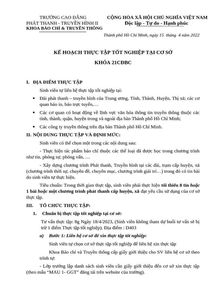 Ke Hoach Ttcs k21bc | PDF