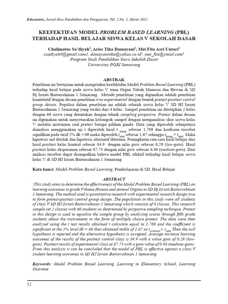 Keefektifan Model Problem Based Learning | PDF