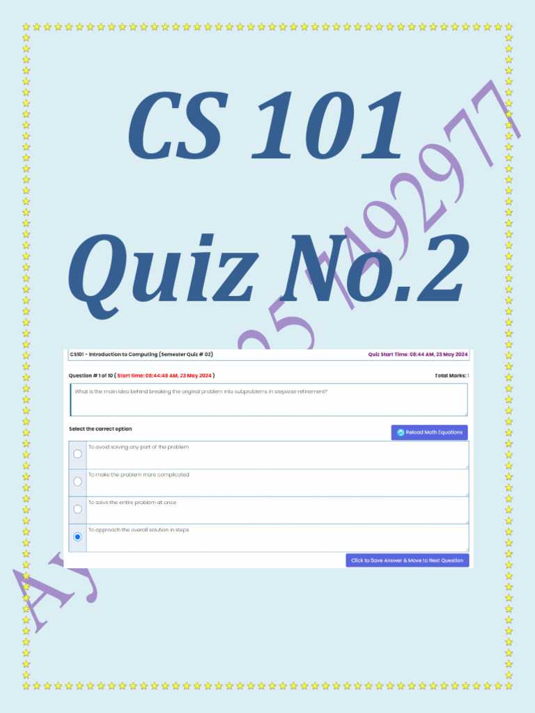 Cs 101 Quiz 2 23-May-2024 Ayesha | PDF