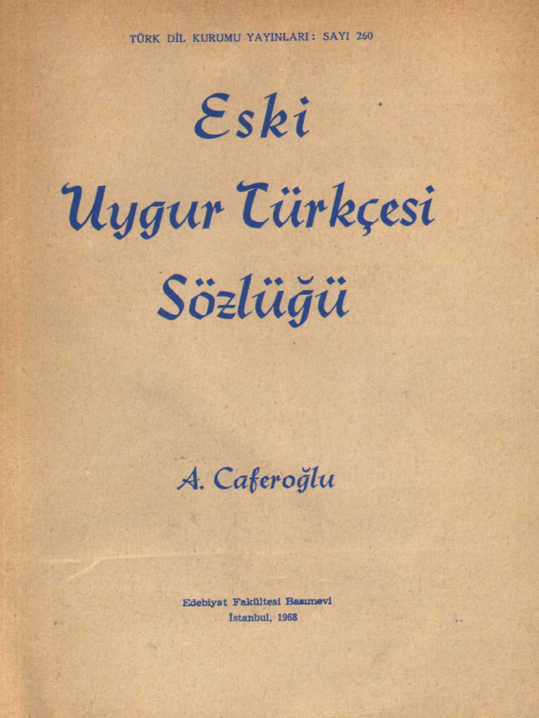 Eski Uygur Turkcesi Sozlugu | PDF