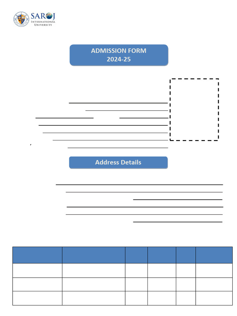 SIU Addmission Form | PDF
