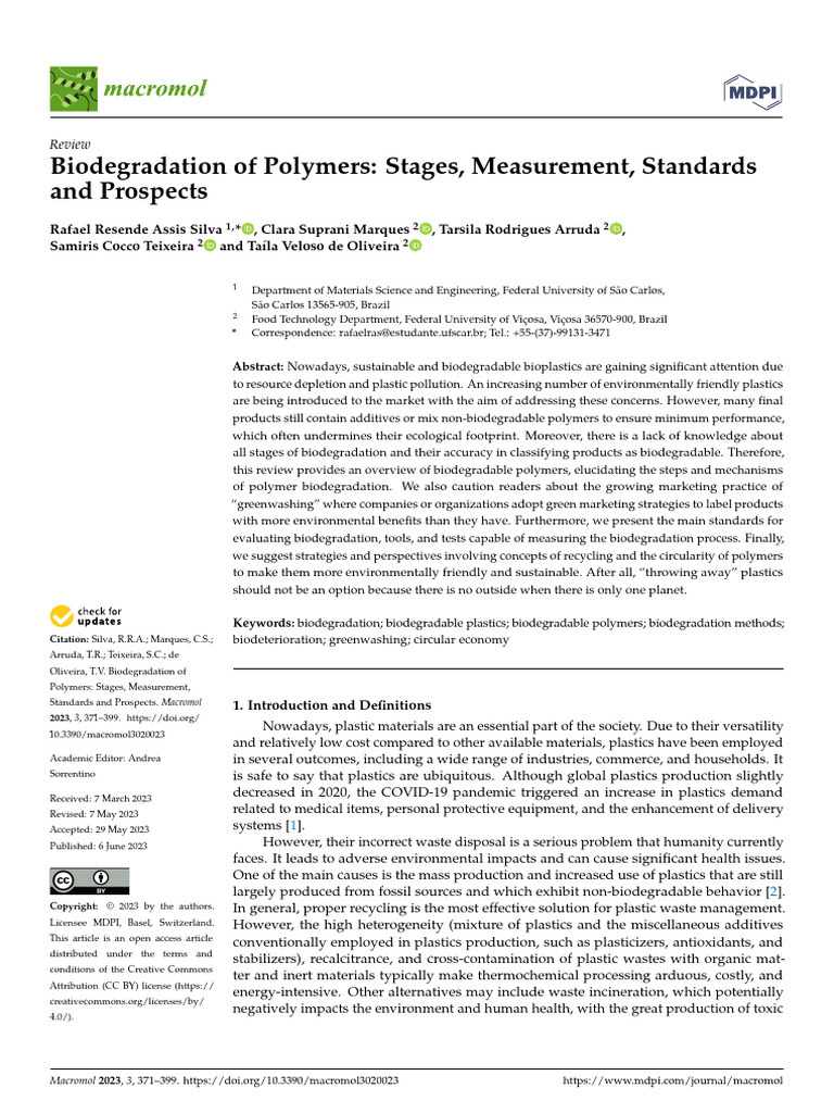 Biodegradation of Polymers Stages Measurement Stan | PDF ...