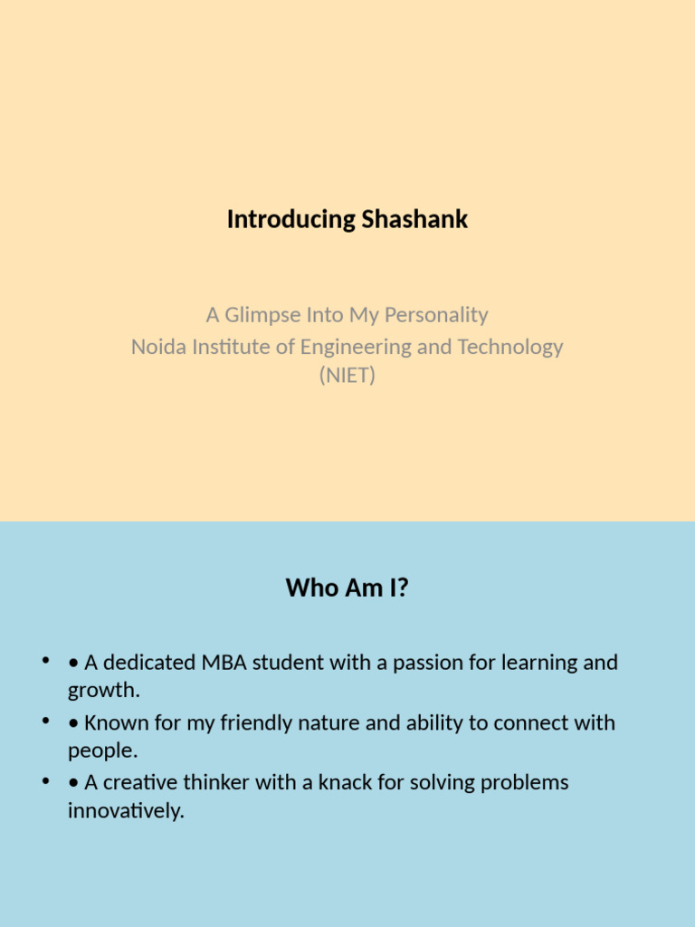 Personal Presentation With Accounts Shashank | PDF