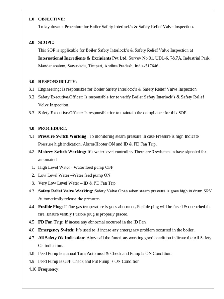 Boiler Interlock Sop | PDF | Boiler | Valve