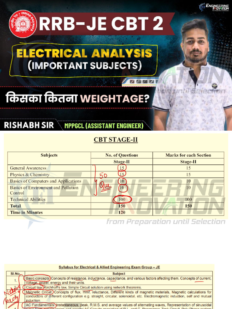 RRB JE CBT 2 Electrical Analysis Rishabh Sir | PDF