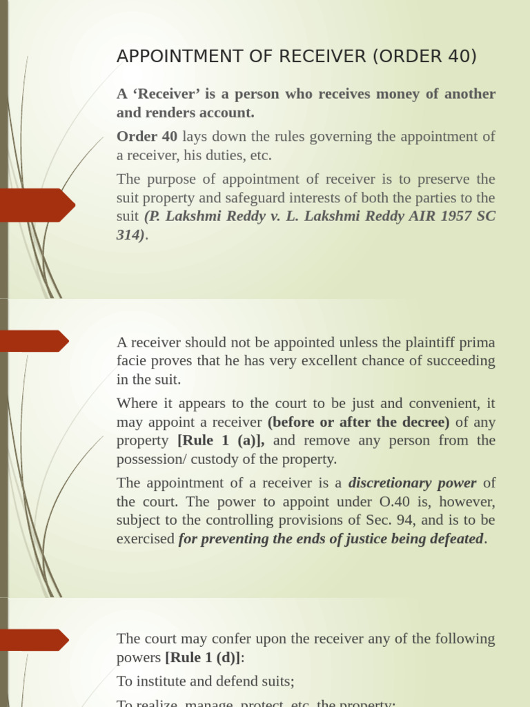 Appointment of Receiver | PDF | Lawsuit | Civil Law (Legal System)