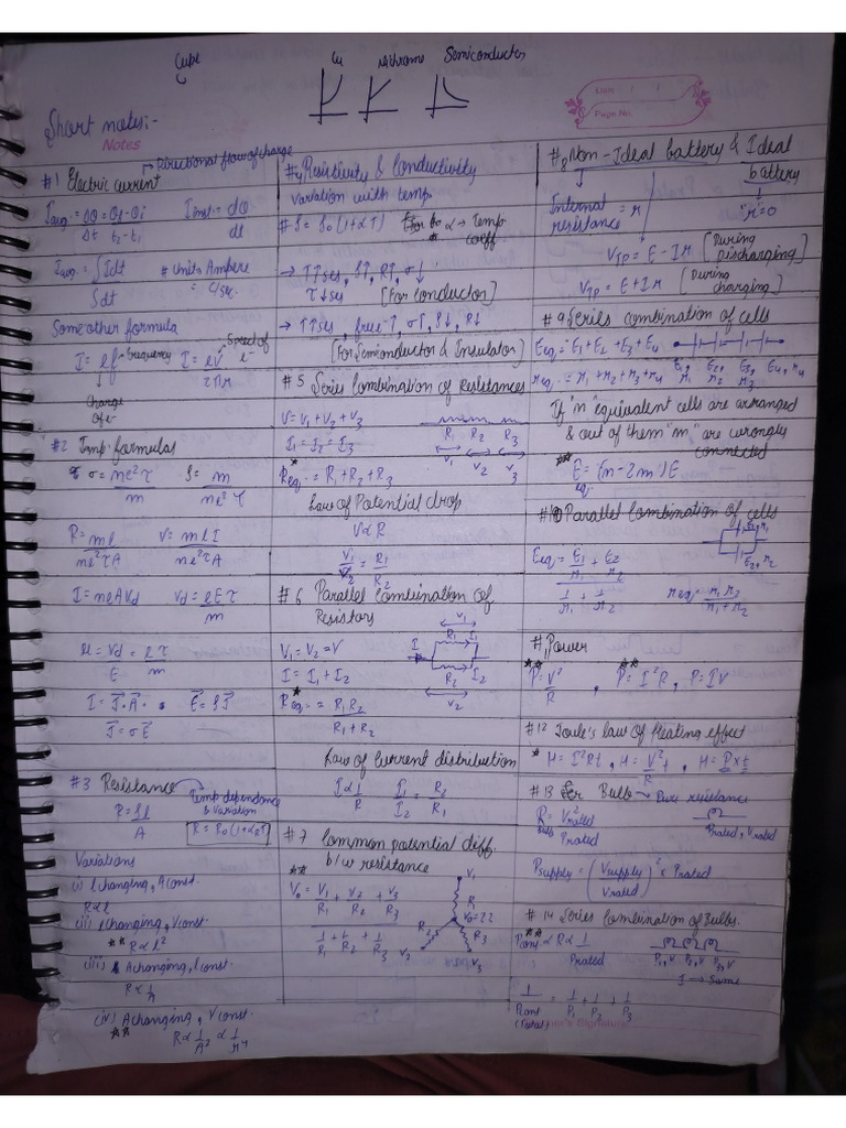 Current And Electricity Short Notes Pdf