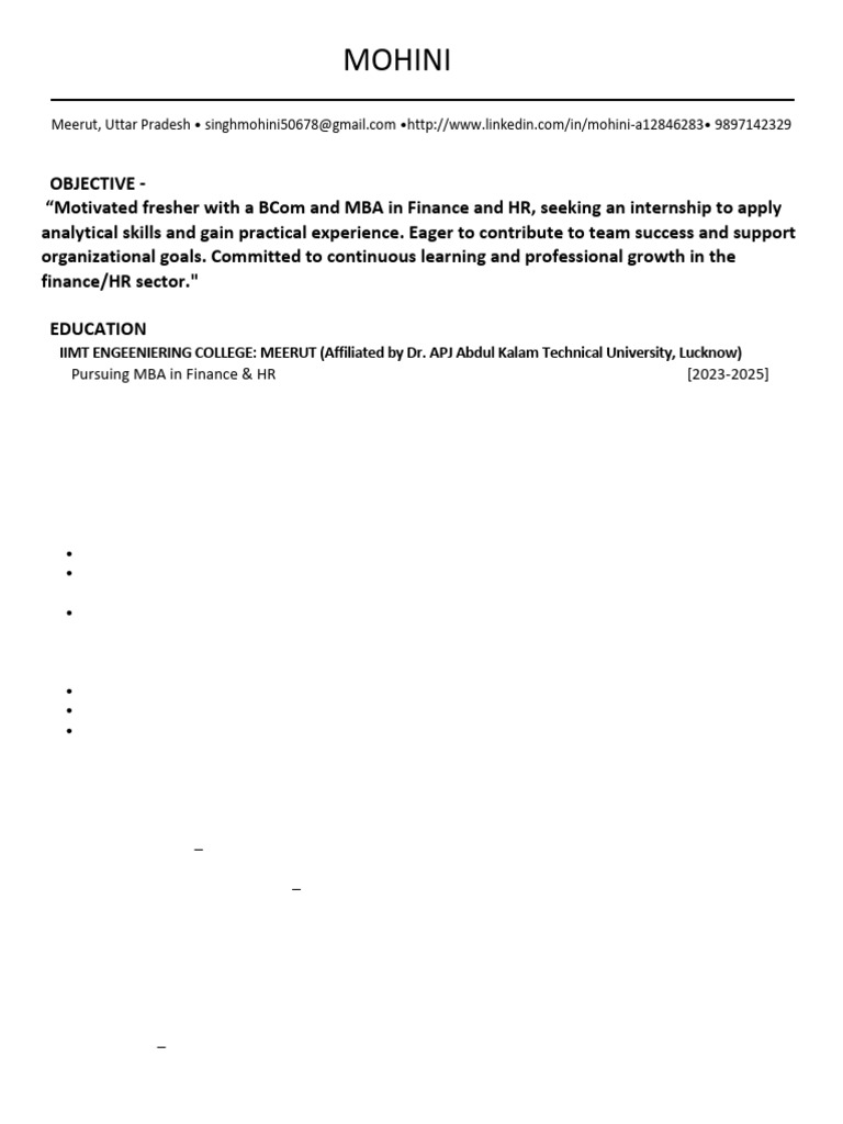 Resume Mohini 88 | PDF