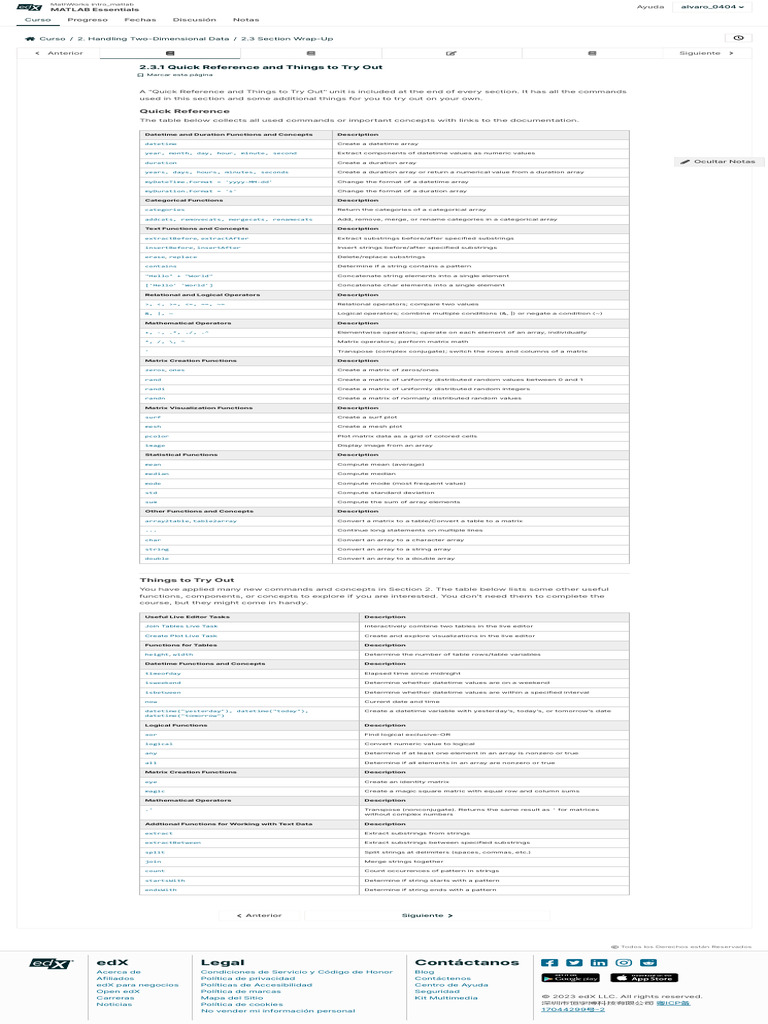 2.3 Section Wrap-Up - 2. Handling Two-Dimensional Data - MATLAB ...