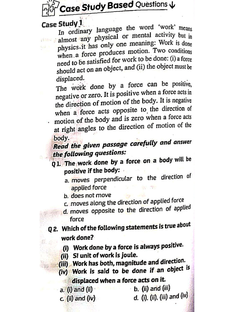 Cbse 9 Work Power and Energy Sheet | PDF