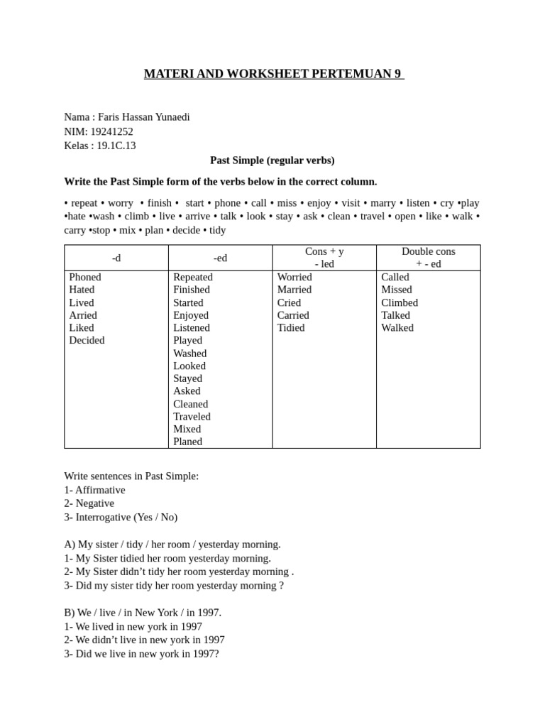 Materi and Worksheet Pertemuan 9 - Faris Hassan - 19241252 | PDF