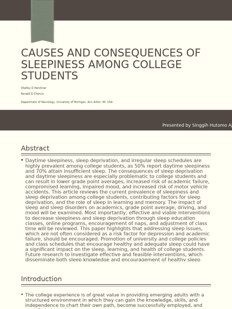 Sleepiness Causes and Effects in Students | PDF | Sleep | Sleep Deprivation