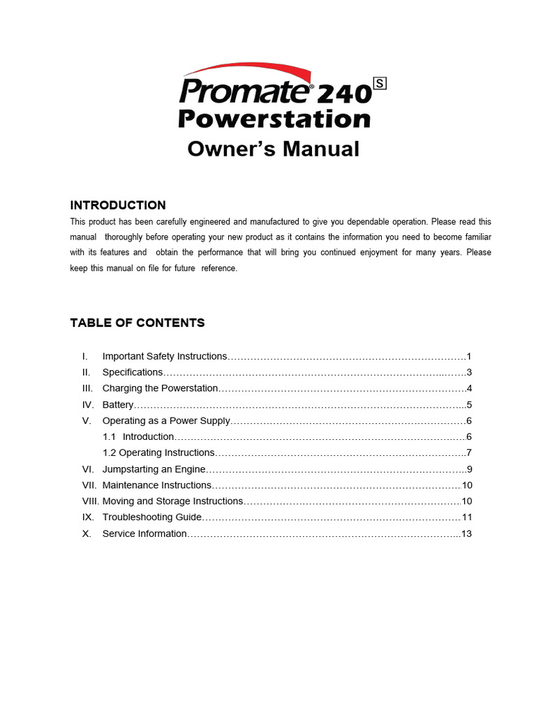 Promate 240S Power Station Manual | PDF | Battery Charger ...