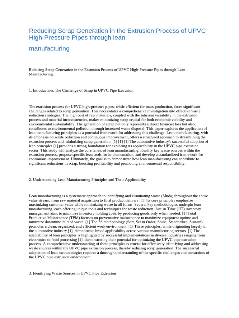 Reducing Scrap Generation in The Extrusion Process | PDF | Lean ...