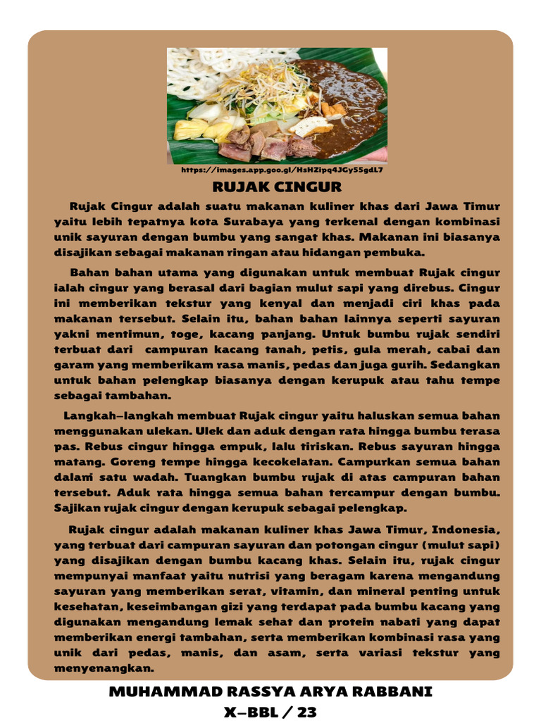 Rujak Cingur Khas Surabaya | PDF