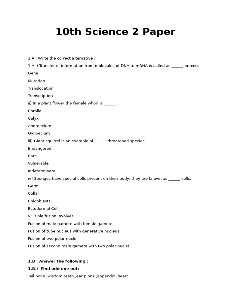 10th Science 2 Paper | PDF | Cell Nucleus | Ecosystem
