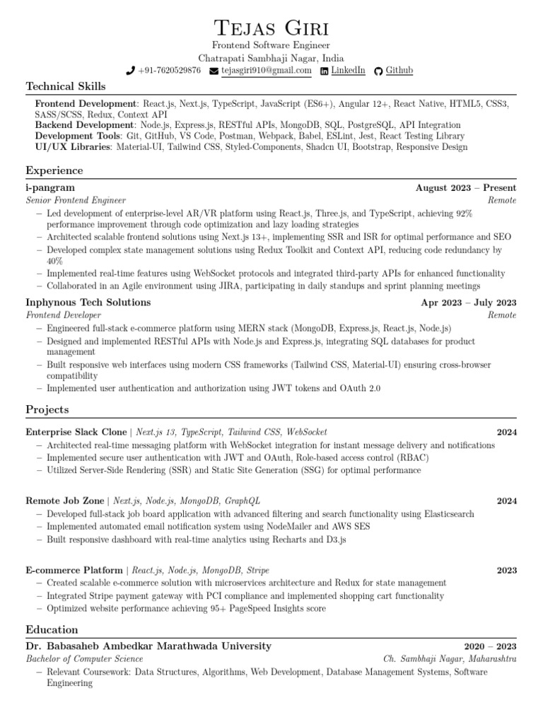 Frontend Engineer's Portfolio | PDF | Computer Programming | Systems Architecture