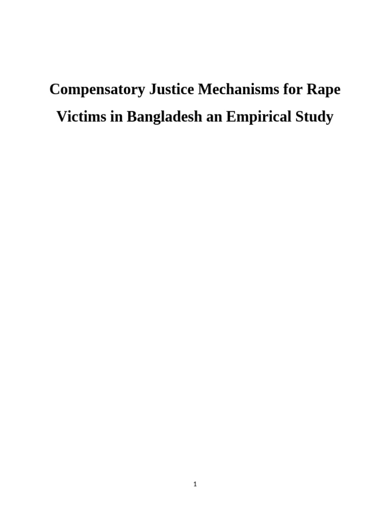 Compensatory Justice Mechanisms for Rape Victims in Bangladesh An Empirical Study | PDF | Rape ...