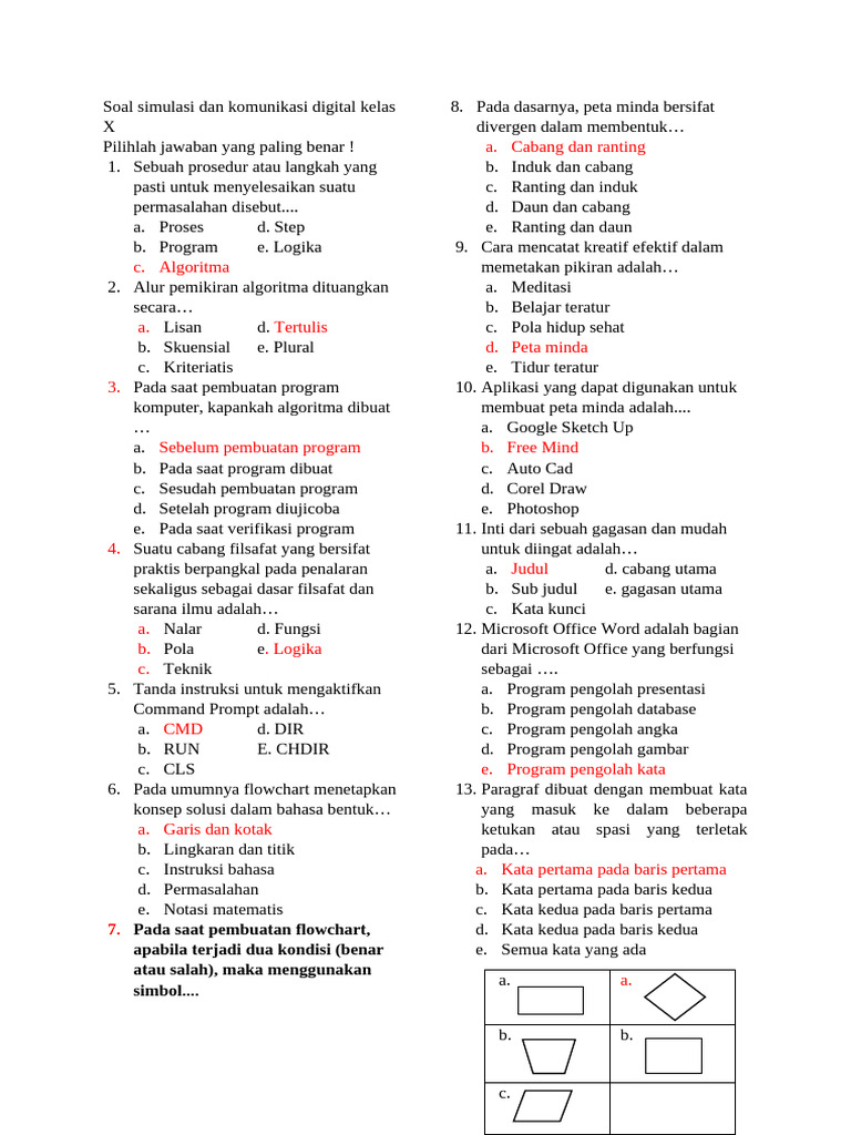 Soal Pas Simdig Sem 1 Kelas X | PDF