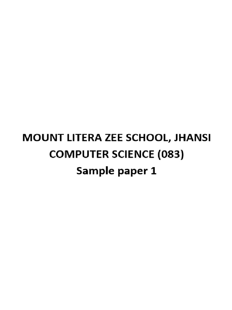 12 Computer Science SQP | PDF
