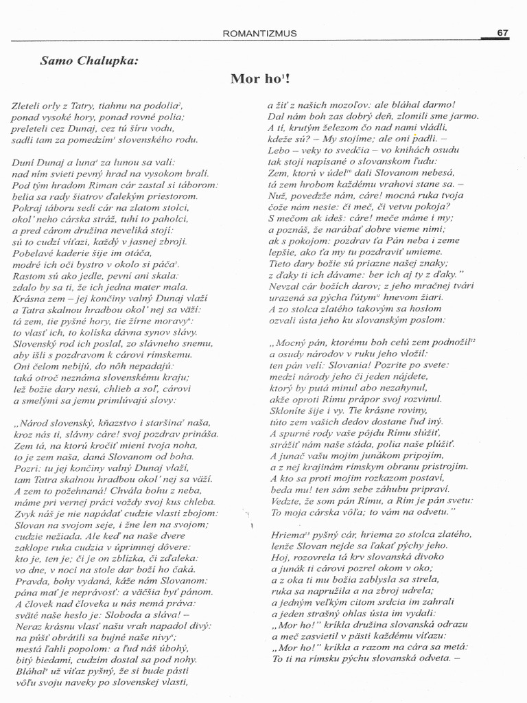 Chalupka - Mor Ho - Text Na Citanie | PDF