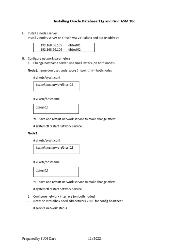 Installing Oracle Database 11g and Grid ASM 18c On VM VirtualBox | PDF | Databases | Computer ...