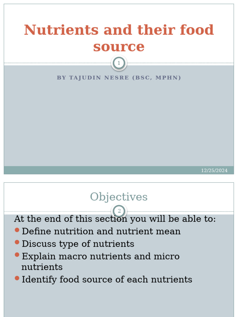 1 Introduction To Nutrition and Types of Nutrients and Their Source ...