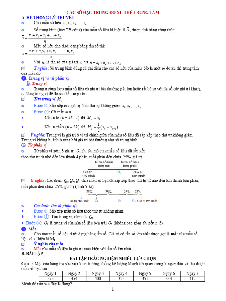c5 - b2 - Cac So Dac Trung Do Xu The Trung Tam - Bai - Tap | PDF