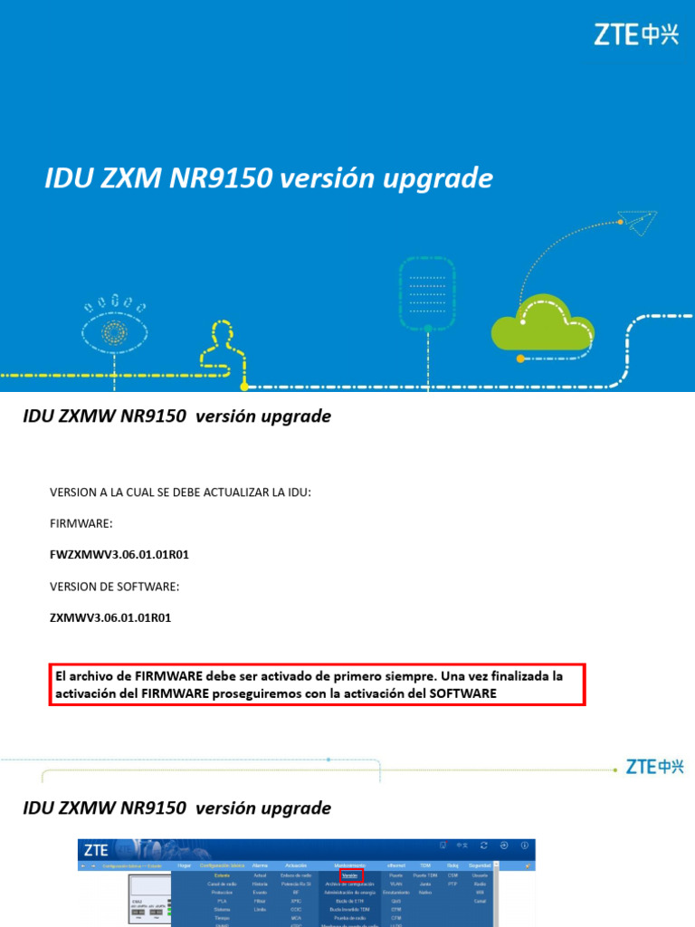 IDU ZXMW NR9150 version upgrade | PDF | Informática | Software